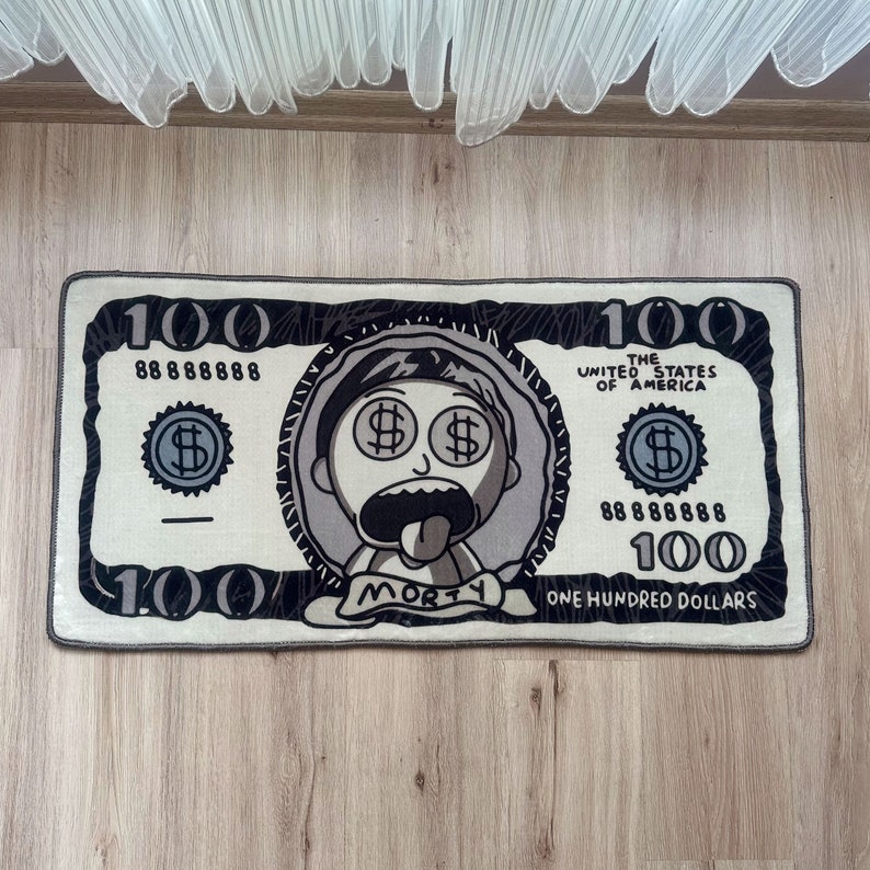 100 Dollar Morty Rug, Rick and Morty Adult Cartoon Money Carpet Mat - Etsy