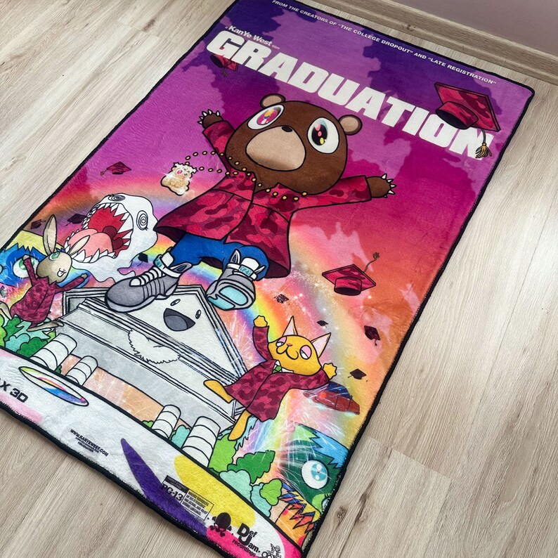 Kanye West Album Cover Rug, Graduation Bear Kanye West Mascot Carpet ...