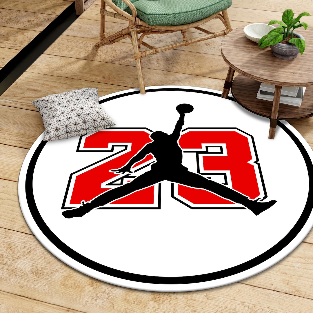 Jordan Number 23 Round Rug, Cool Jump Man Themed Non-slip Round Sneaker ...