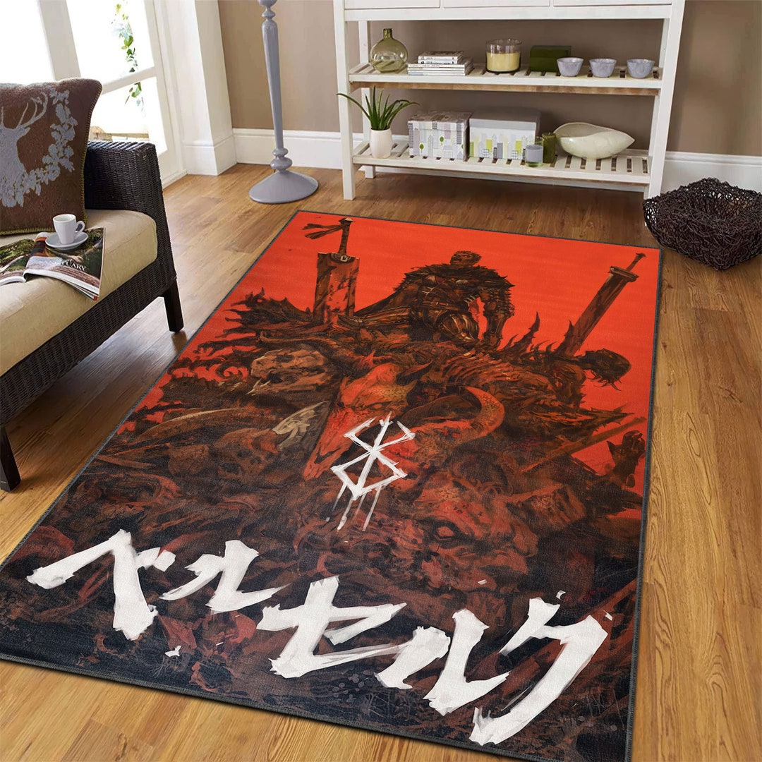 Berserk Anime Rug Dark and Intense Design Featuring Guts From the ...