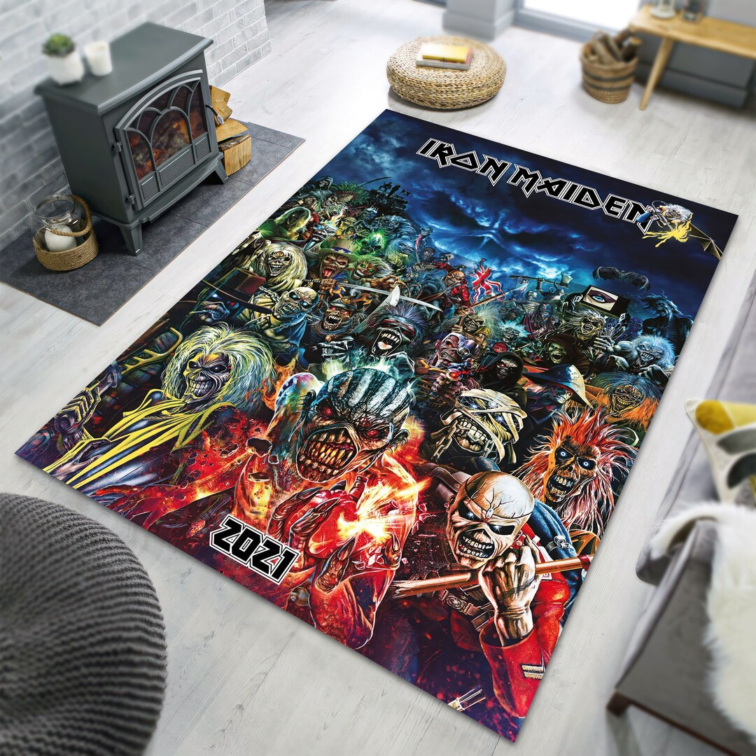 Iron Maiden Area Rug, Heavy Metal Album Cover Parody Carpet Mat, Hard ...