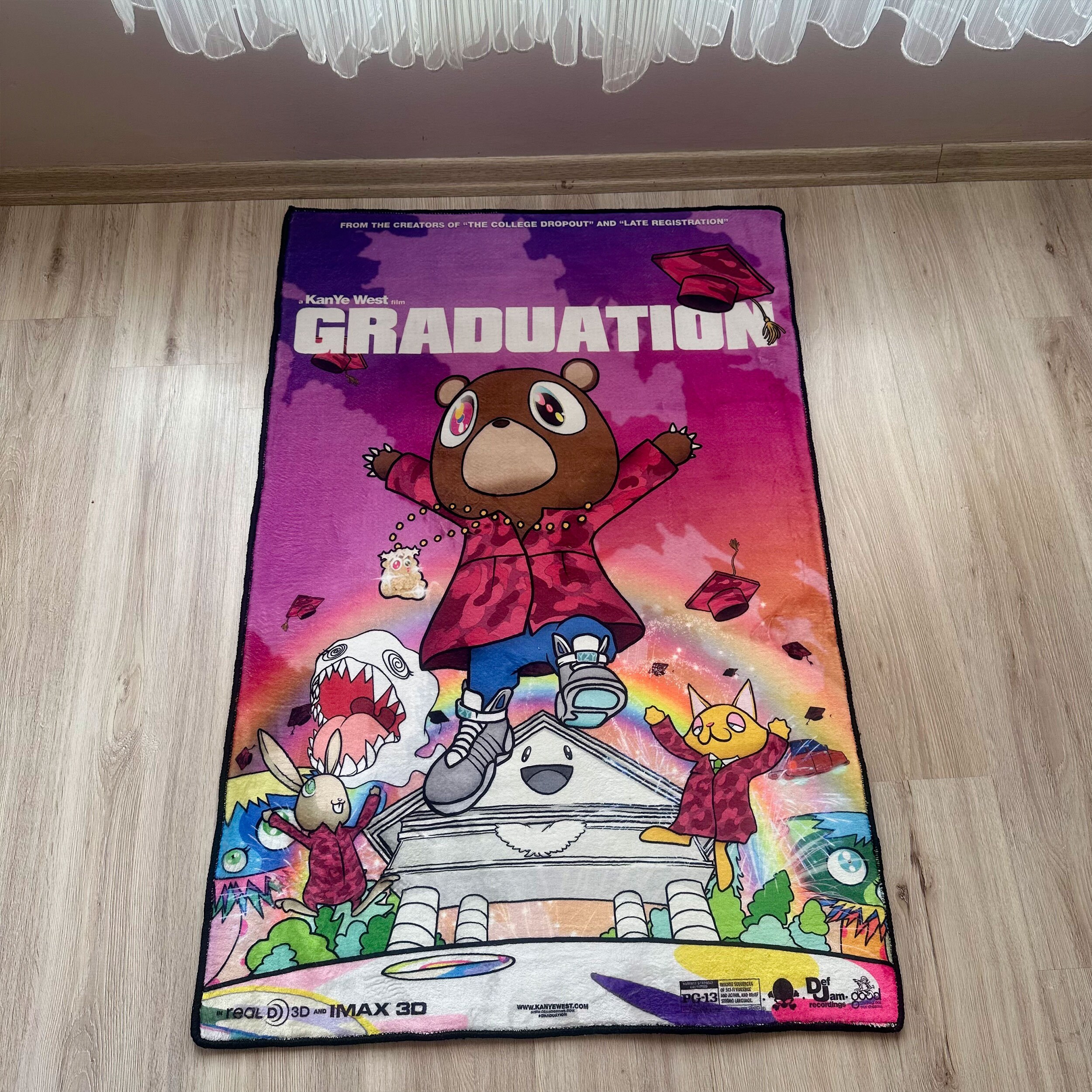 Kanye West Album Cover Rug, Graduation Bear Kanye West Mascot Carpet ...