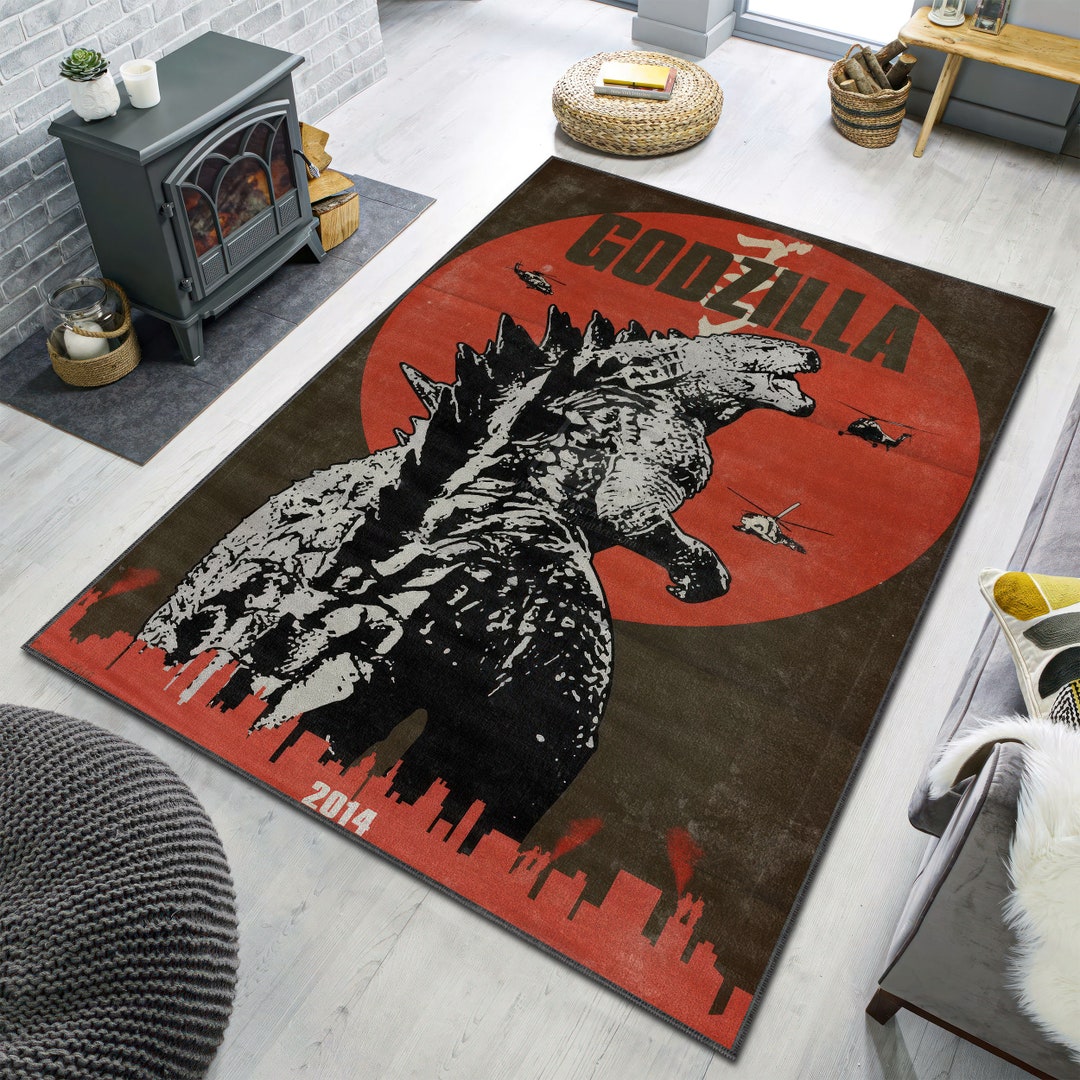 Monstrous Godzilla City Attack Area Rug Dramatic Movie-inspired Home ...