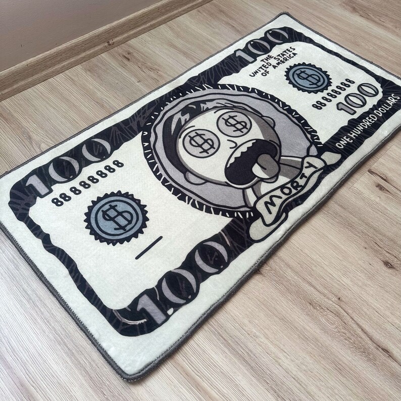 100 Dollar Morty Rug, Rick and Morty Adult Cartoon Money Carpet Mat - Etsy
