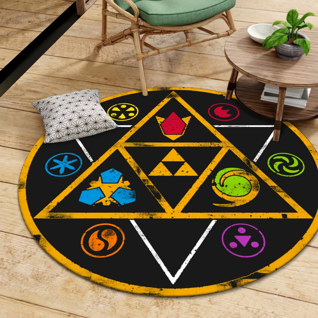 Zelda Art Symbols Rug, Legend of Zelda Rug, Zelda Carpet, Gamer Room ...