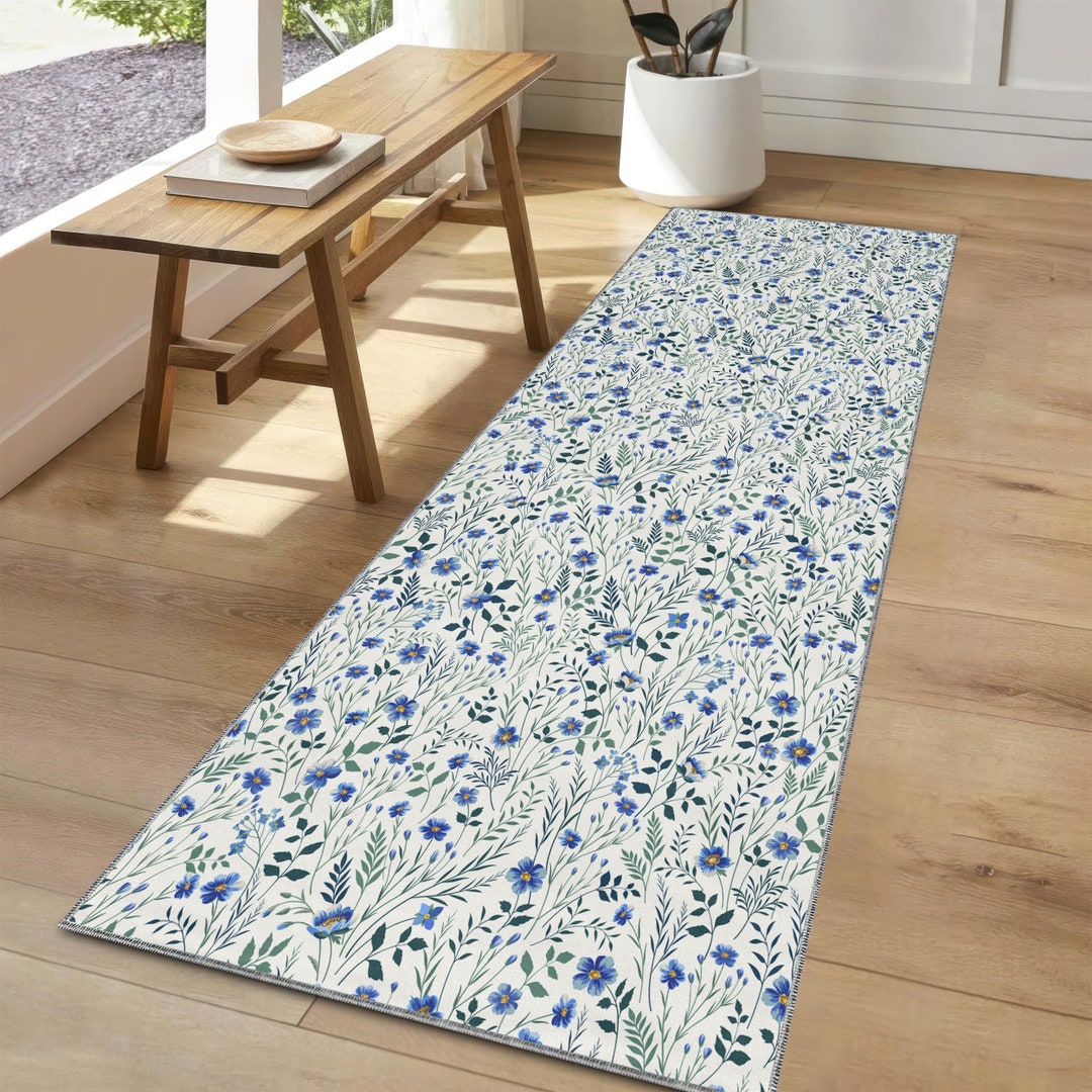 Tropical Leaf Runner Rug, Green Leaf Pattern Carpet, Non-slip Floor Mat ...