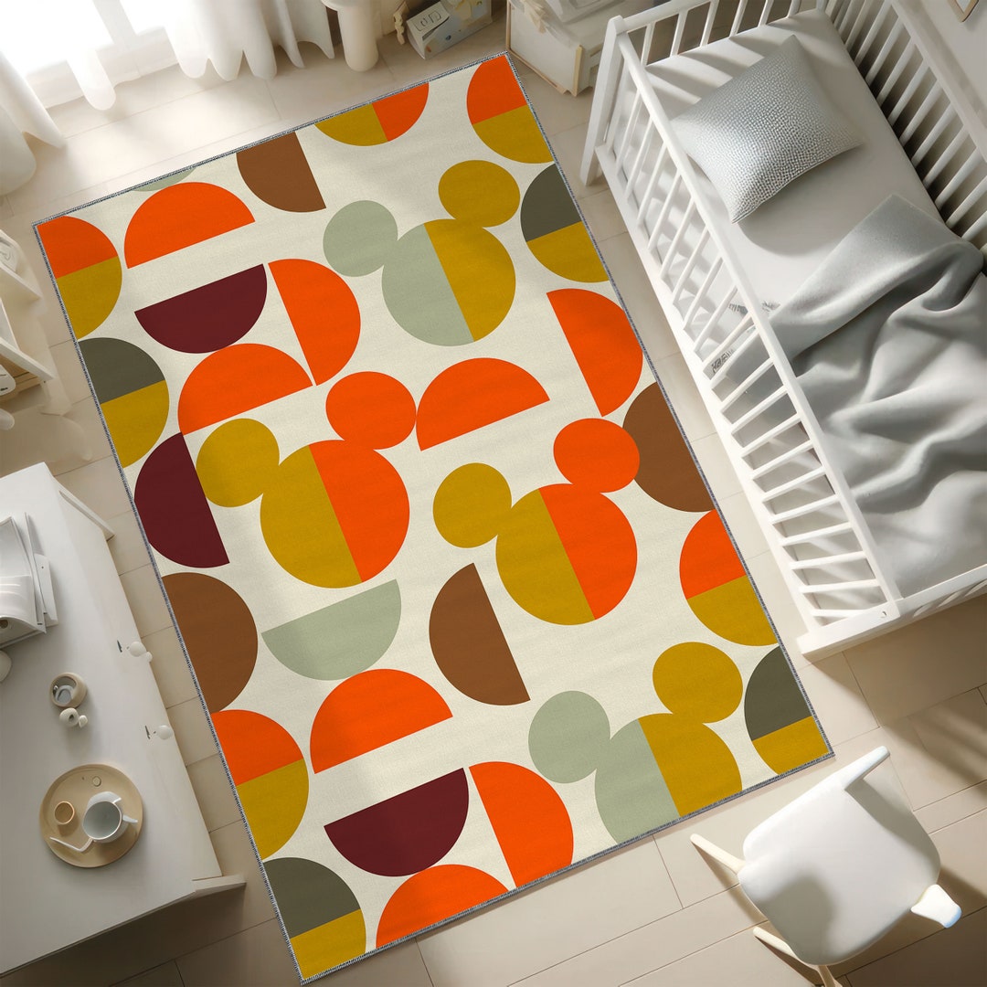Colorful Geometric Circles Area Rug Bright Modern Design, Perfect for ...