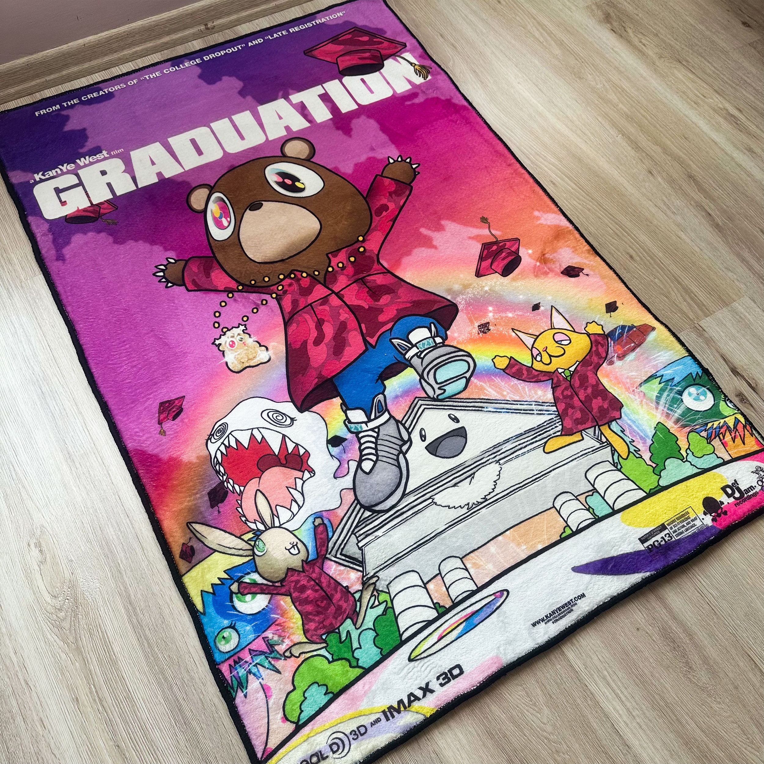 Kanye West Album Cover Rug, Graduation Bear Kanye West Mascot Carpet ...