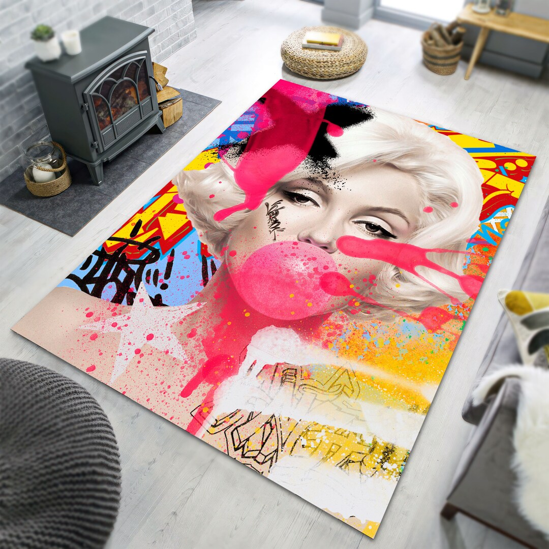 Marilyn Monroe Street Art Rug, Street Fashion Colorful Area Rug ...