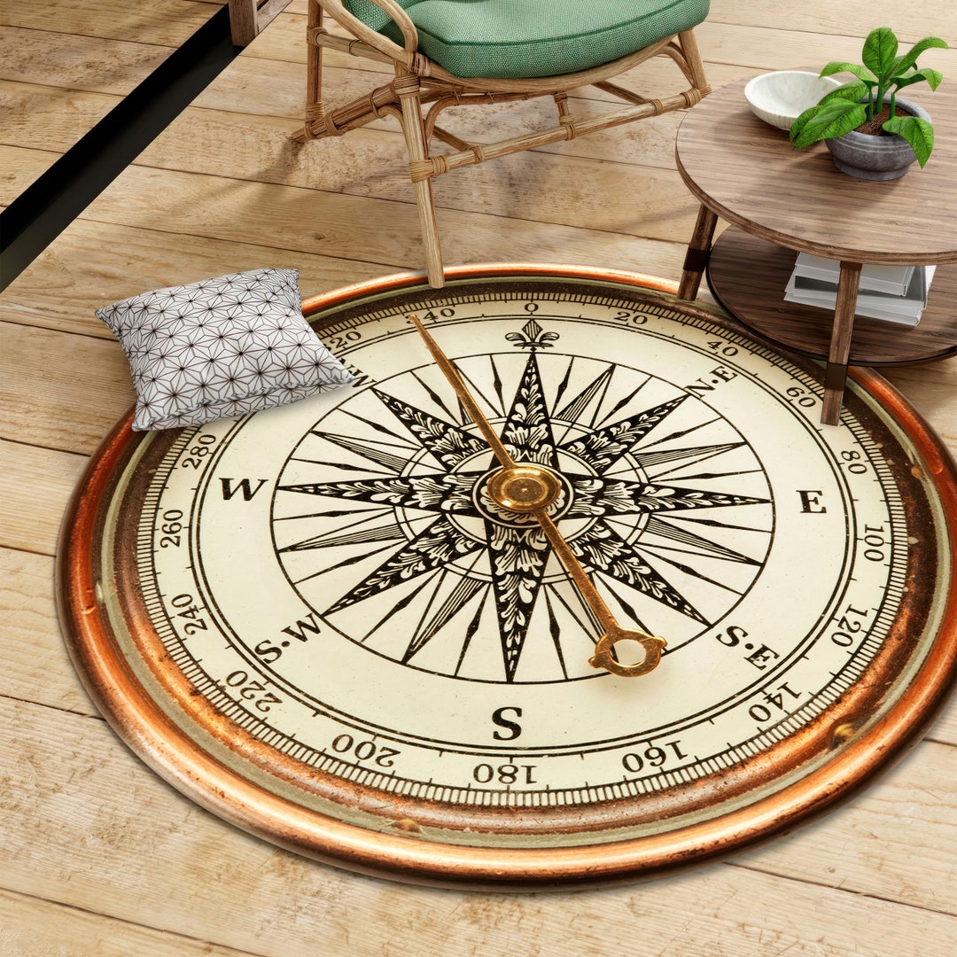 3D Compass Rug, Compass Rose Carpet Mat, Office Cool Mat, Chair Mat ...