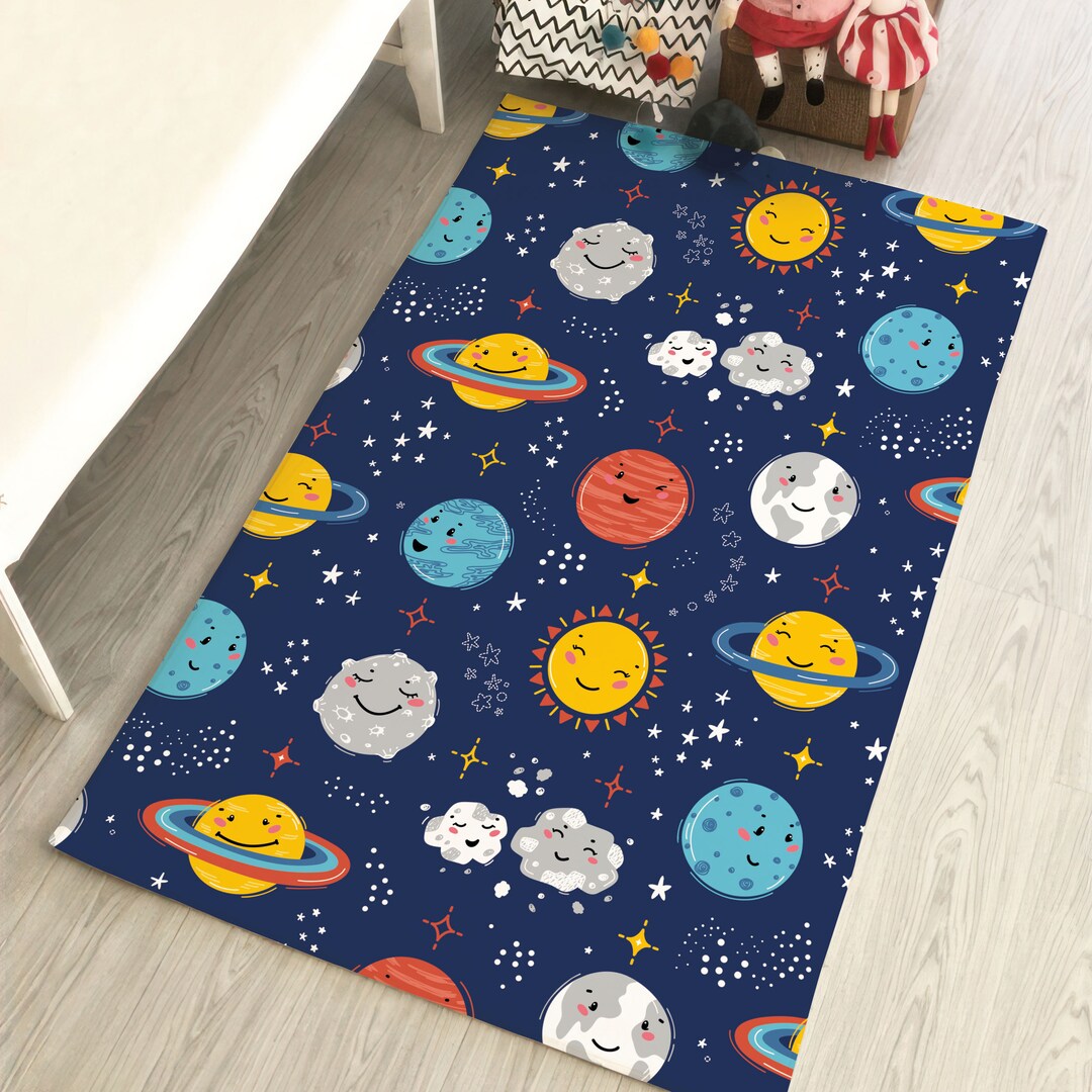 Solar System Rug, Space Themed Children Room Carpet, Planets Rug ...