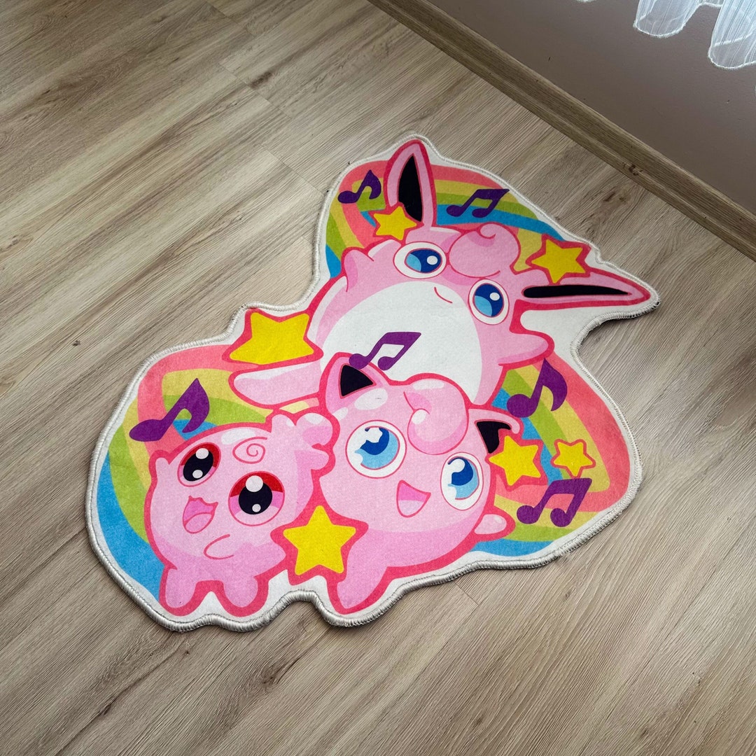 Colorful Jigly Puff Music Rug, Pokemon Vibrant Color Rug, Rainbow Anime ...