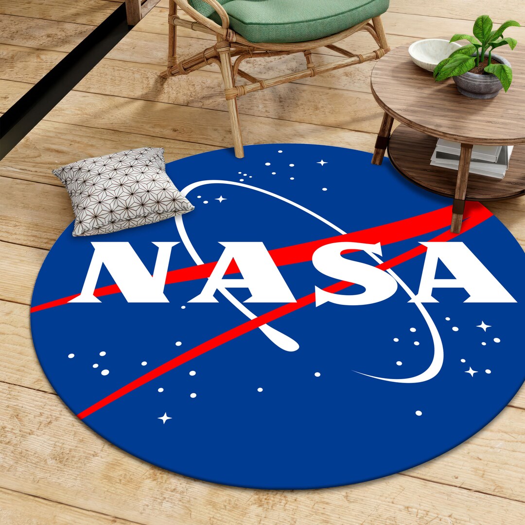 NASA Logo Themed Cool Space Symbol Galaxy Rug, NASA Space Decor, Non ...