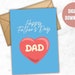 PRINTABLE Heart Father's Day Card, Red Heart Dad, Happy Father's Day ...