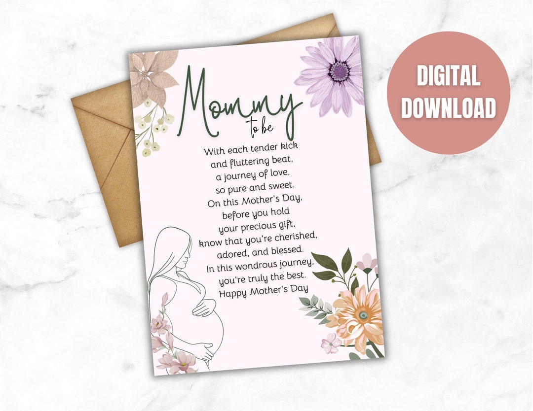 PRINTABLE Mommy to Be, Mother's Day Card, Pregnant, Happy Mother's Day ...