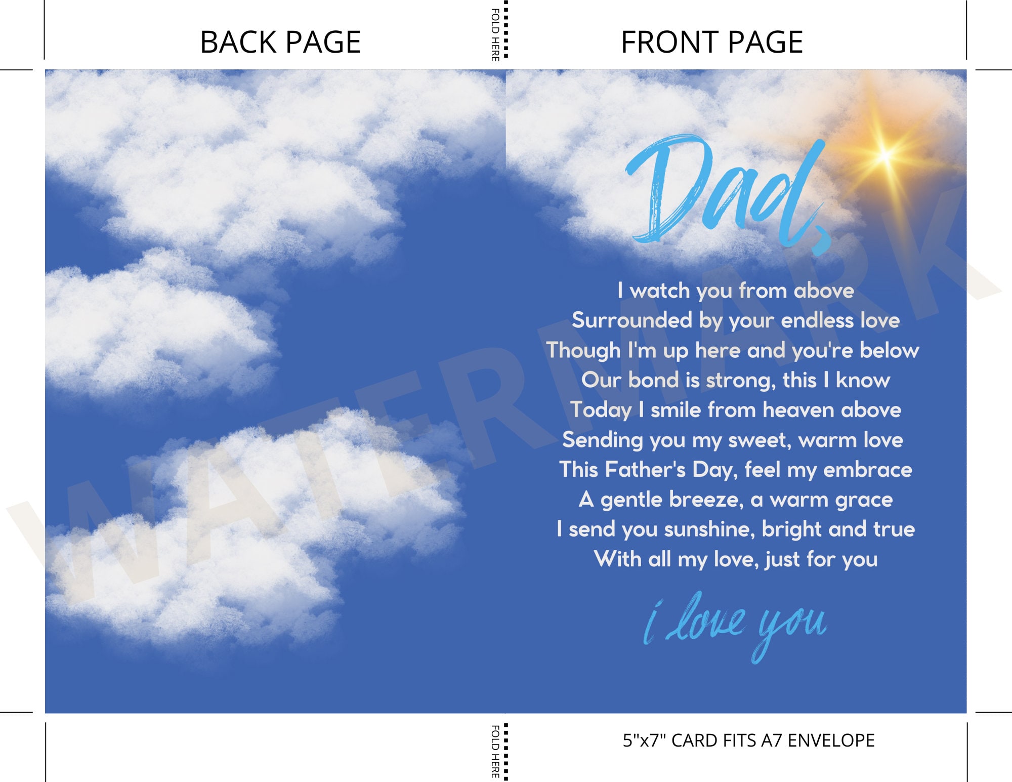 PRINTABLE Happy Father's Day Card, From Child in Heaven, A Message From ...