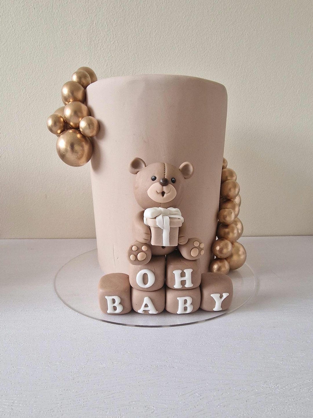 Cute Edible 3D Brown Teddy Bear Cake Topper Baby Cubes Crafted by Hand ...