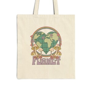 Earth Groovy Planet Cotton Canvas Tote Bag, Reusable Bags, Tote Bags ...