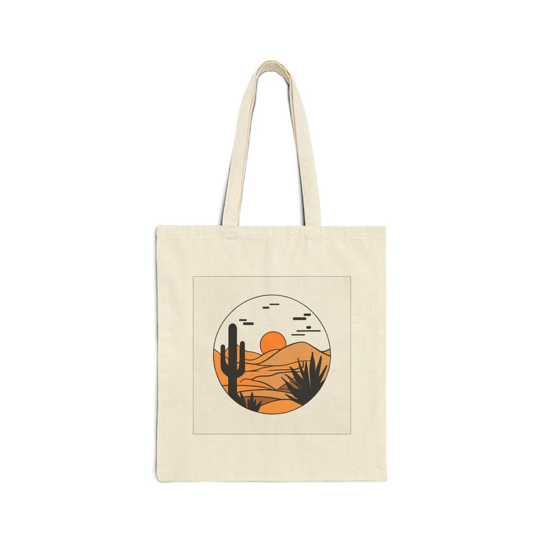 Boho Desert Cotton Canvas Tote Bag, Tote Bag, Desert Bag, Desert Tote ...