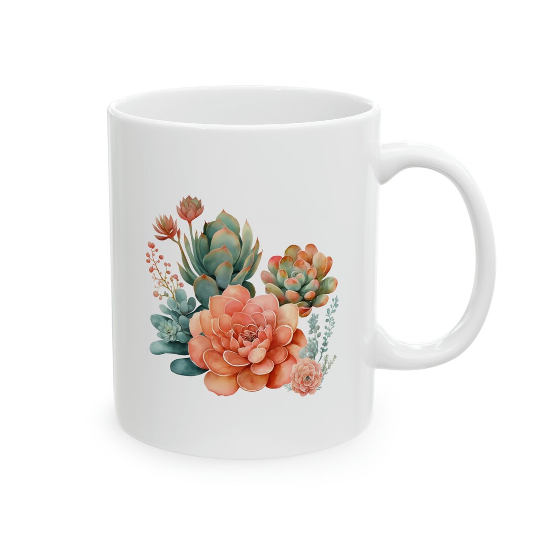Boho Watercolor Succulent Mug, Plant Lover Mug, Succulent Lover Mug - Etsy
