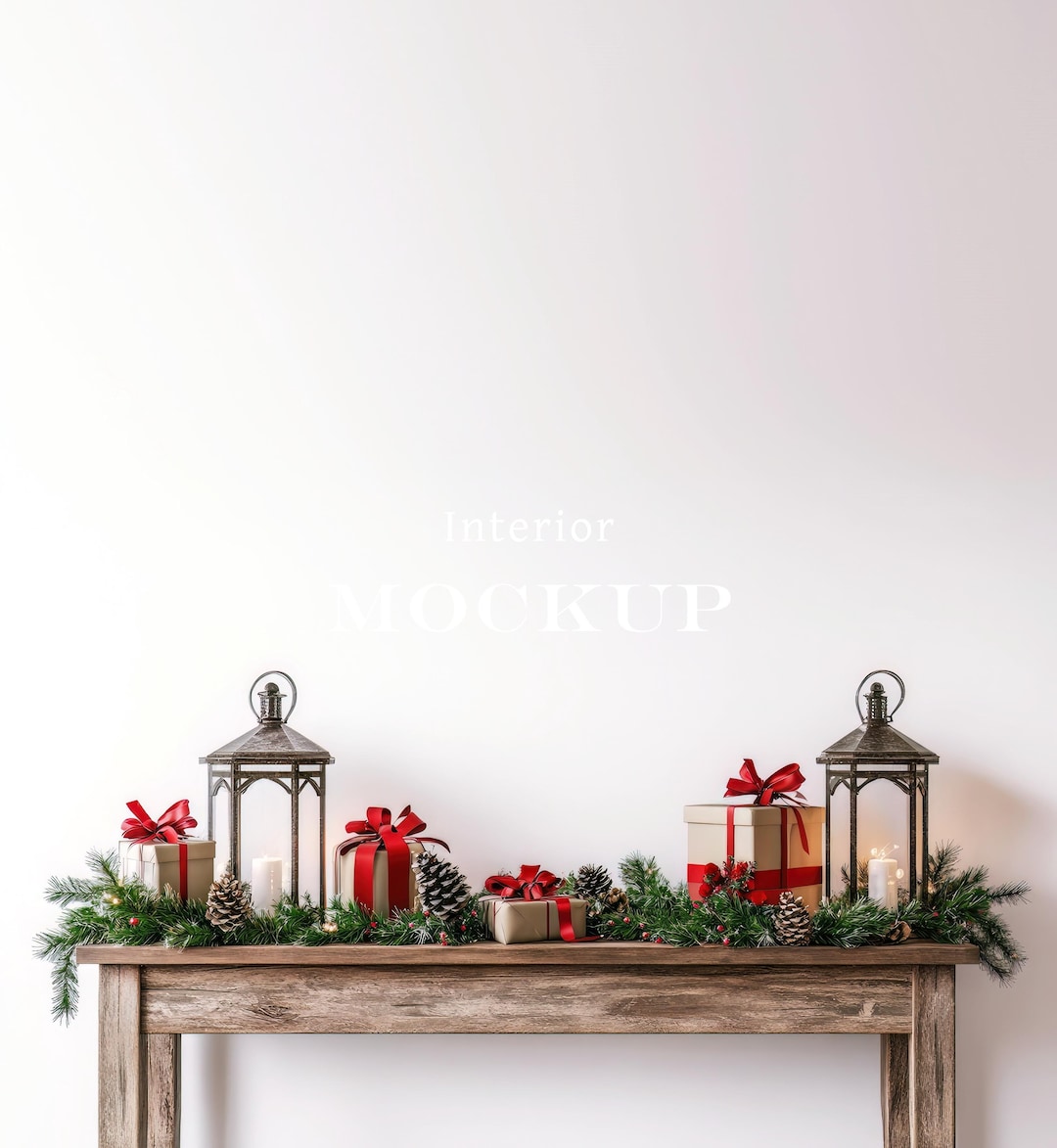 Christmas Empty Wall Mockup, Blank Wall Mockup, Home Interior Mock-up ...
