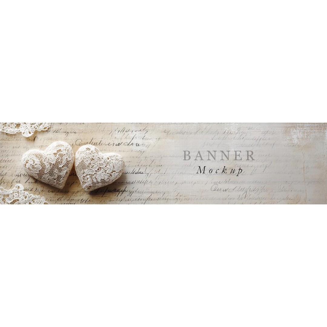 Banner Mockup, Vintage Banner, Lace Hearts, Vintage Lace Banner ...