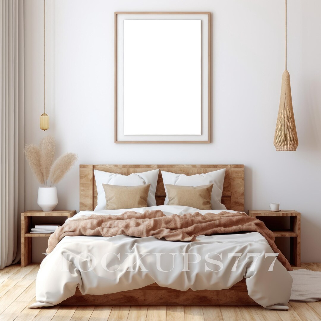 Interior Frame Mockup, Bedroom Mockup, Vertikal Frame Mockup, Bohemian ...