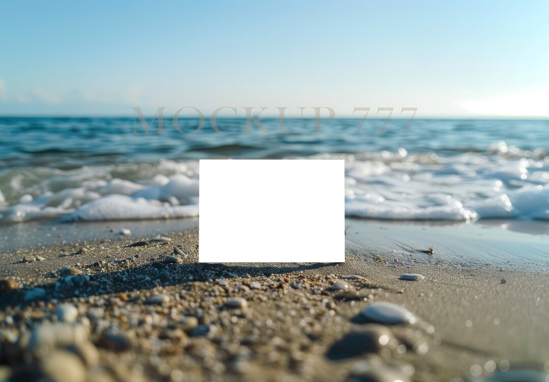 Card Mockup Sea Card Template on the Beach - Etsy