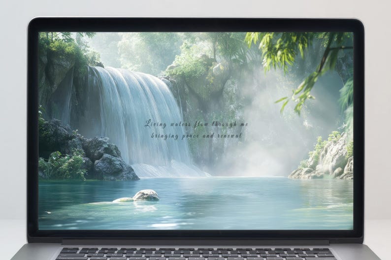 Positive Affirmation Desktop Wallpaper, Laptop Wallpaper, Waterfall on ...