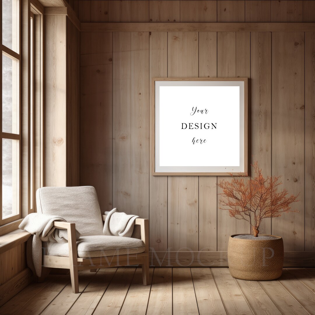 Boho Interior Mockup, Wood Frame Mockup, Bohemian Style, Frame Mockup ...
