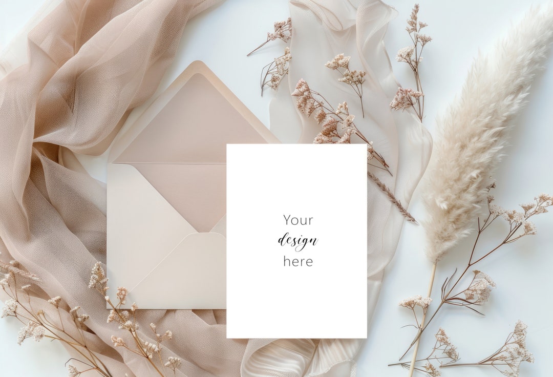 Boho Style Card Mockup, Birthday Card Mockup, Invite Mock-up - Etsy