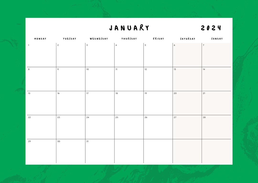 Printable Calendar 2024 #4 / Monthly Planner 2024 / A4, A3, Letter ...