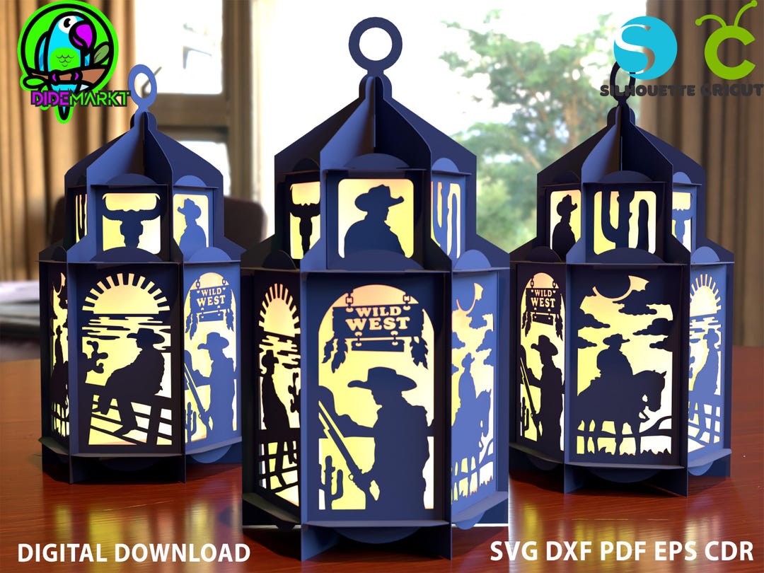 Cowboy Lantern SVG - Paper Cutting Template - Etsy