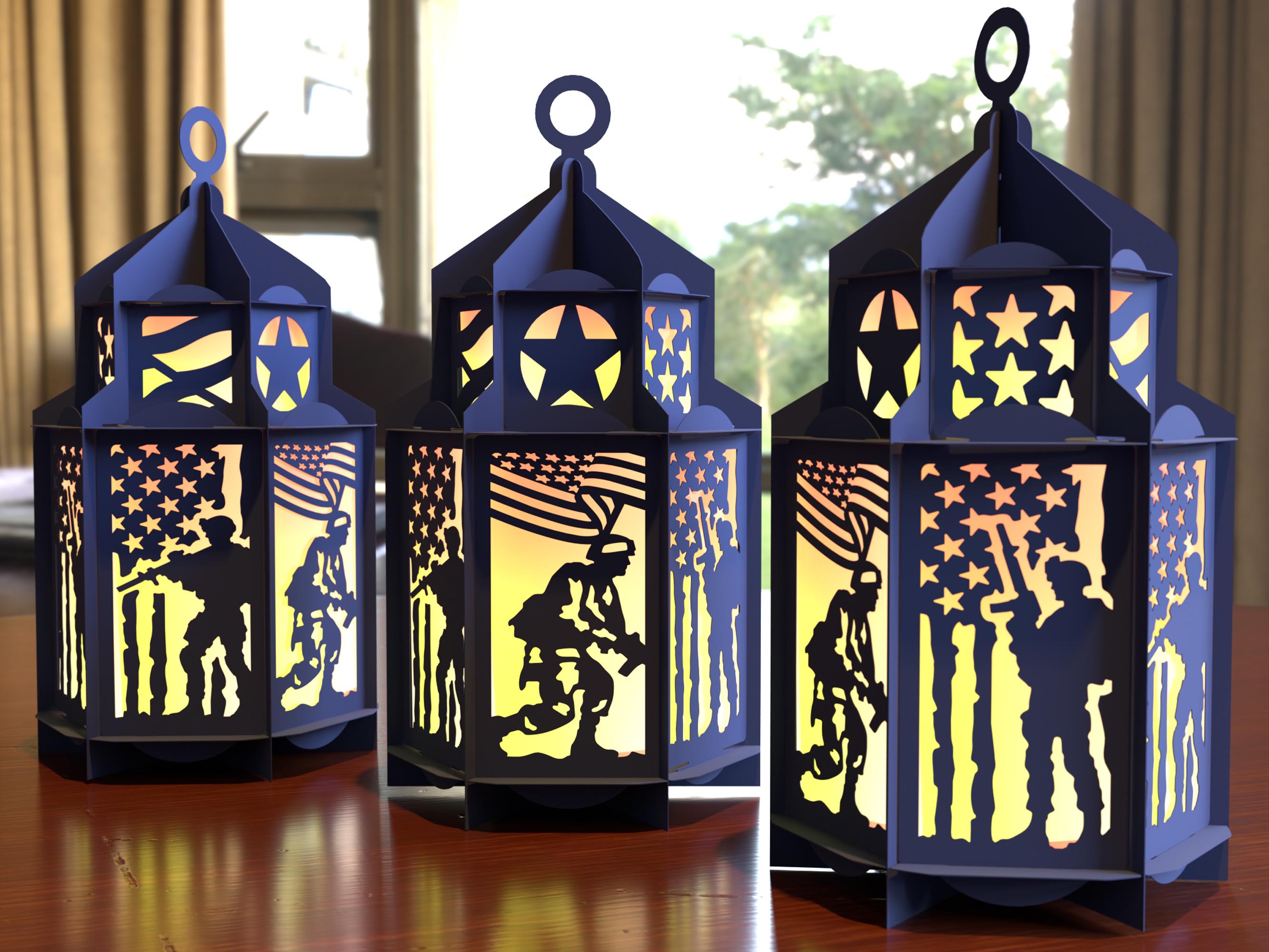 Patriotic Soldiers Lantern SVG – 3D Paper Cutting Template - Etsy