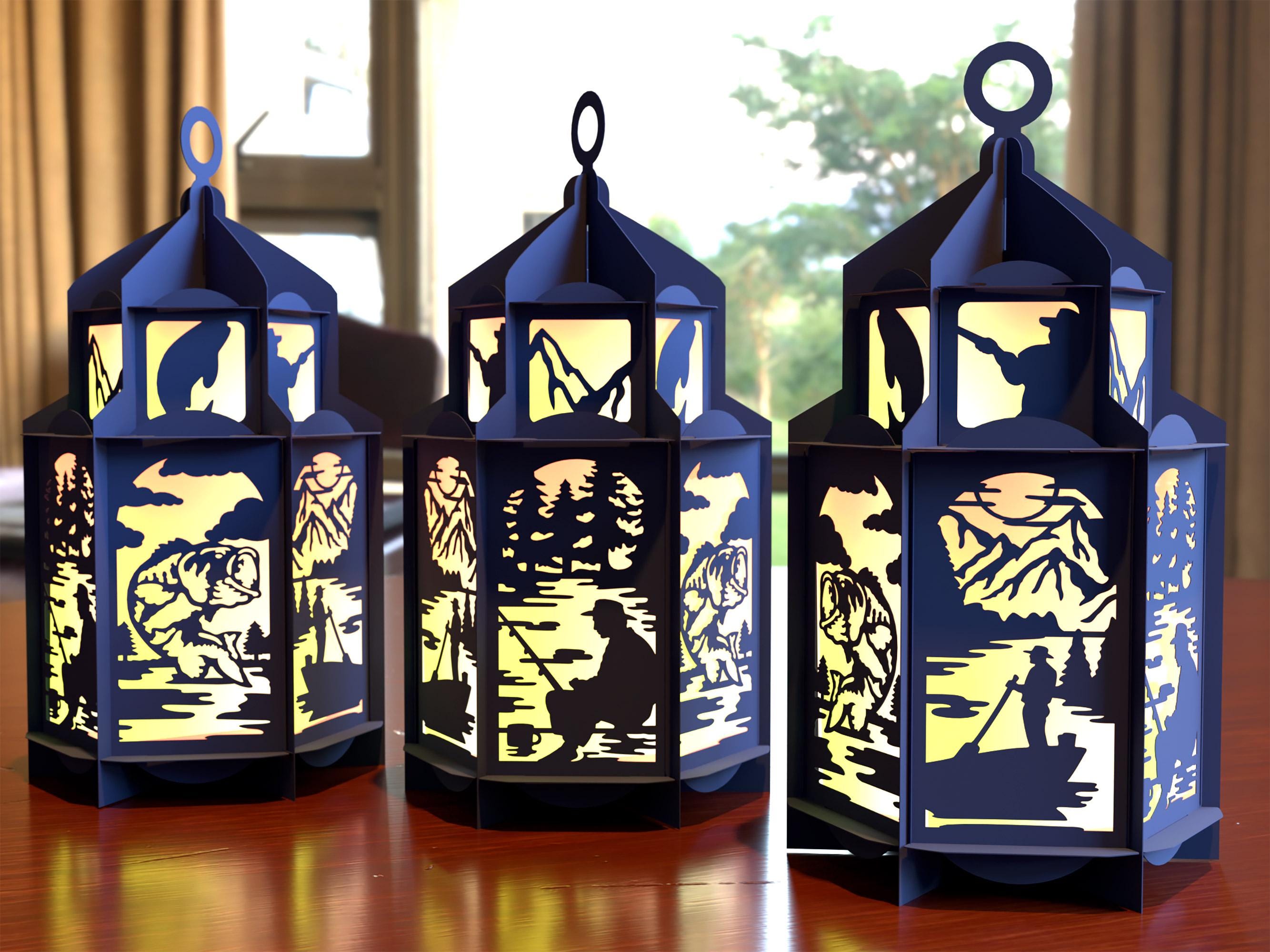 Bass Fishing Lantern SVG - Paper Cutting Template - Etsy