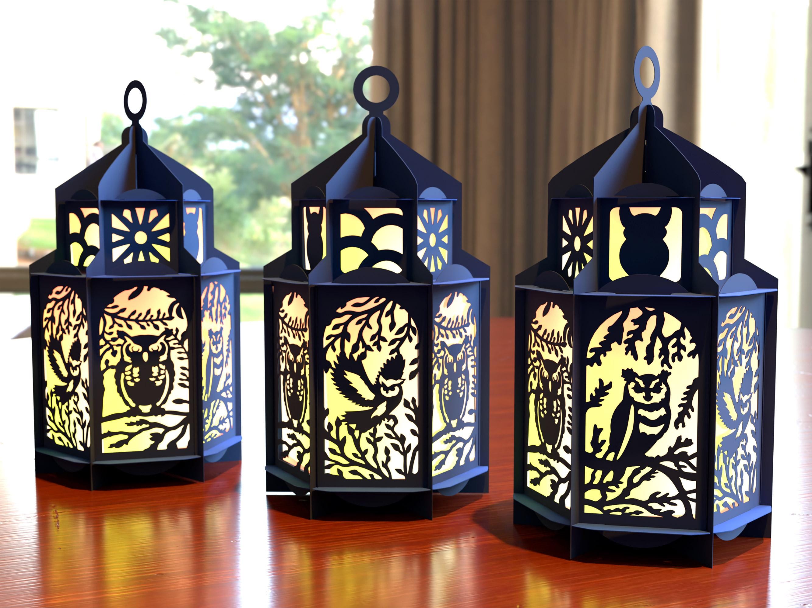 Owl Lantern SVG Paper Cutting Template - Etsy
