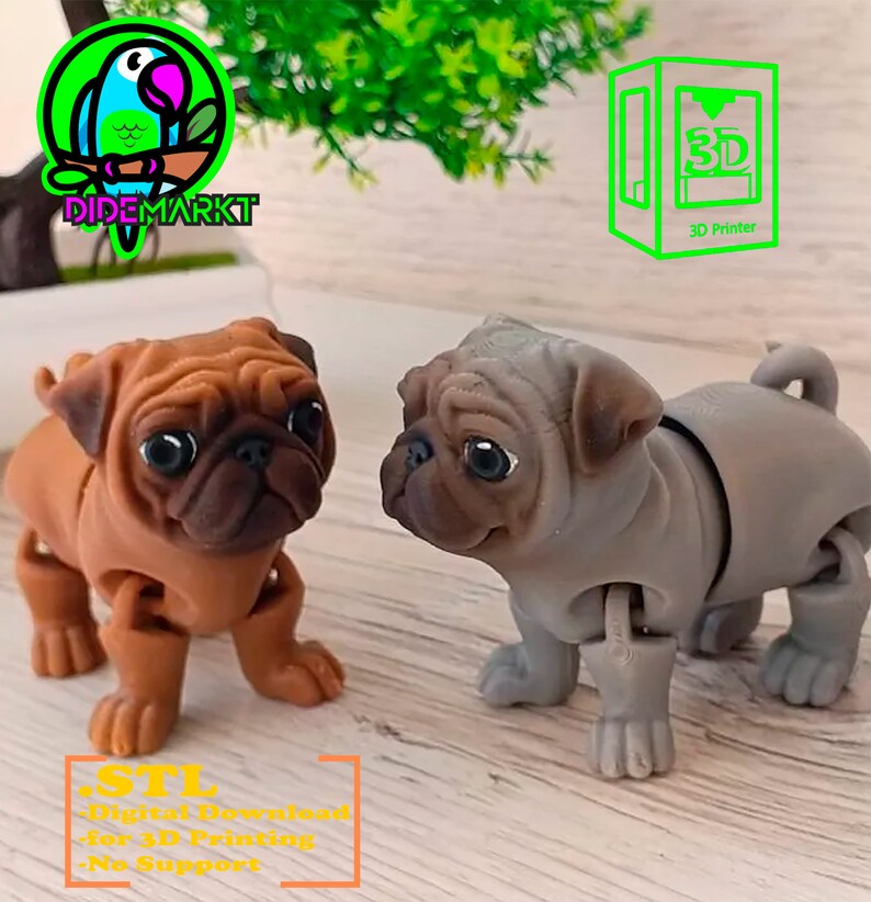 Cute Pug Toy Stl File for 3D Printing - Etsy Australia