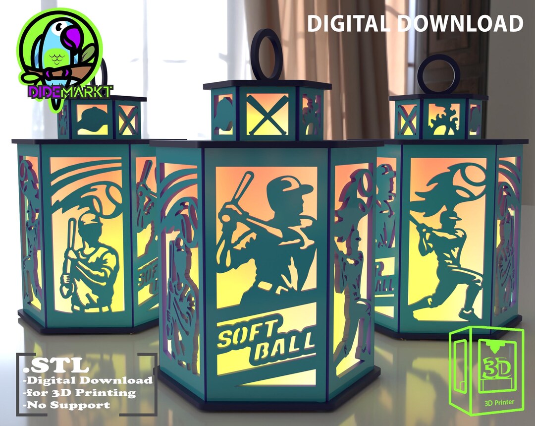 Softball Lantern STL | 3D Printable Softball Night Light No Supports ...