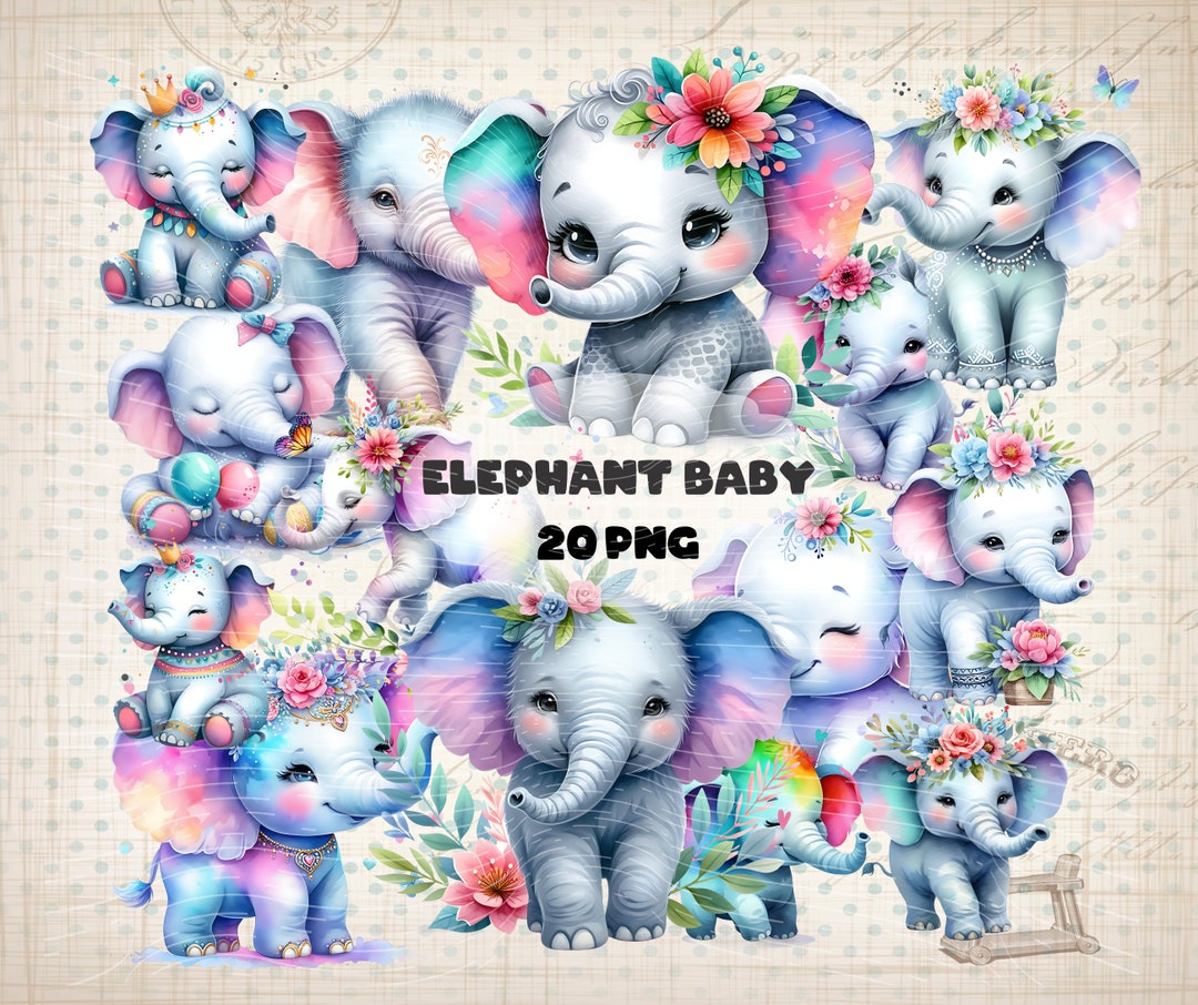 Elephant Baby Watercolor Clipart Png - Etsy