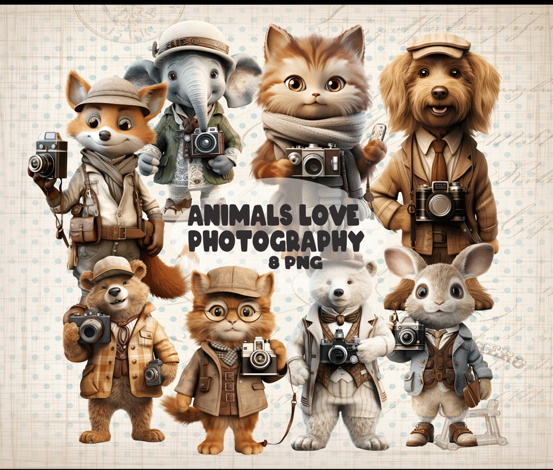 Animals Photographer Watercolor Clipart - Etsy