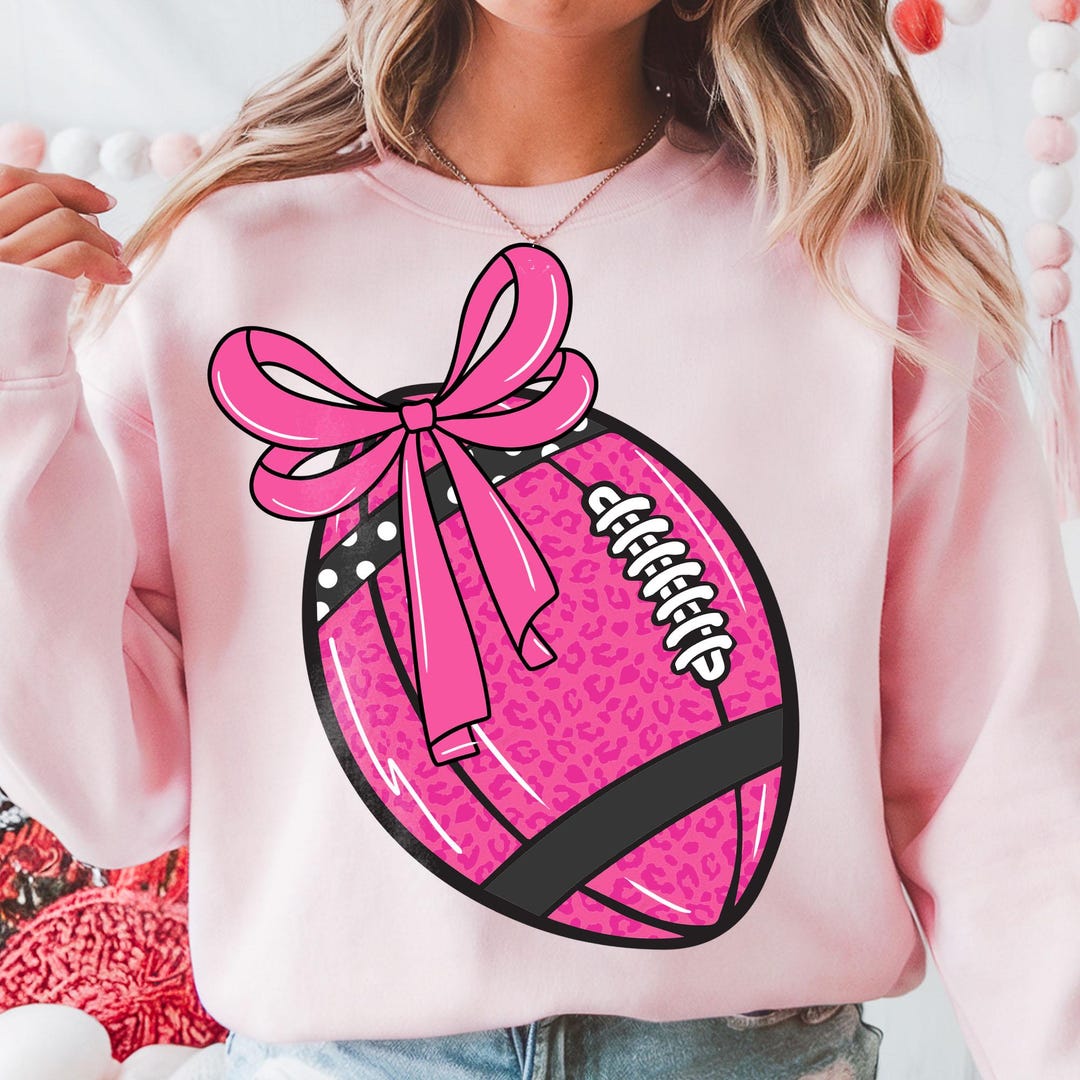 Football PNG, Pink Football Coquette PNG, Game Day Bow Sublimation ...