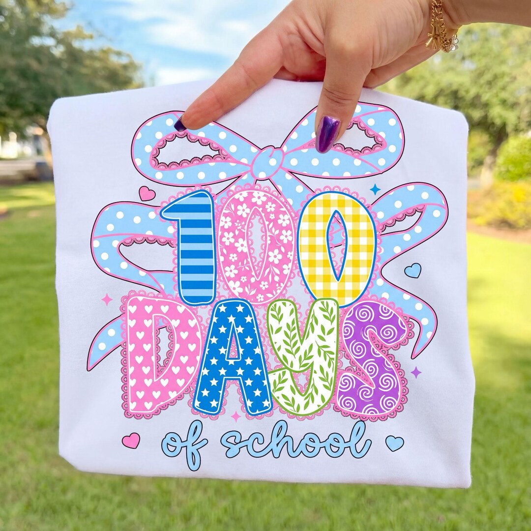 Preppy Coquette 100 Days of School Floral Glitter Png, Coquette Pencil ...