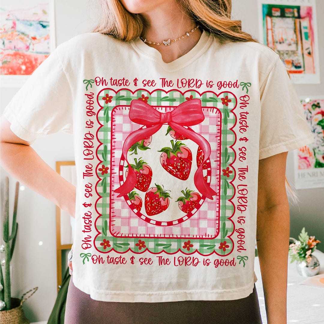 Strawberry Taste and See Floral Png, Bible Verse Png, Christian Png ...