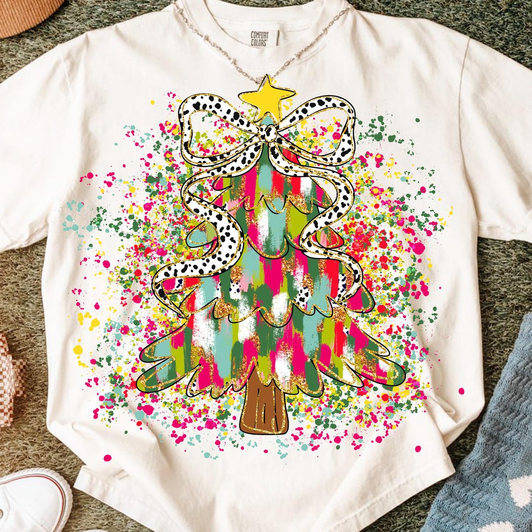Preppy Christmas Tree Png, Colorful Merry & Bright Png, Bright ...