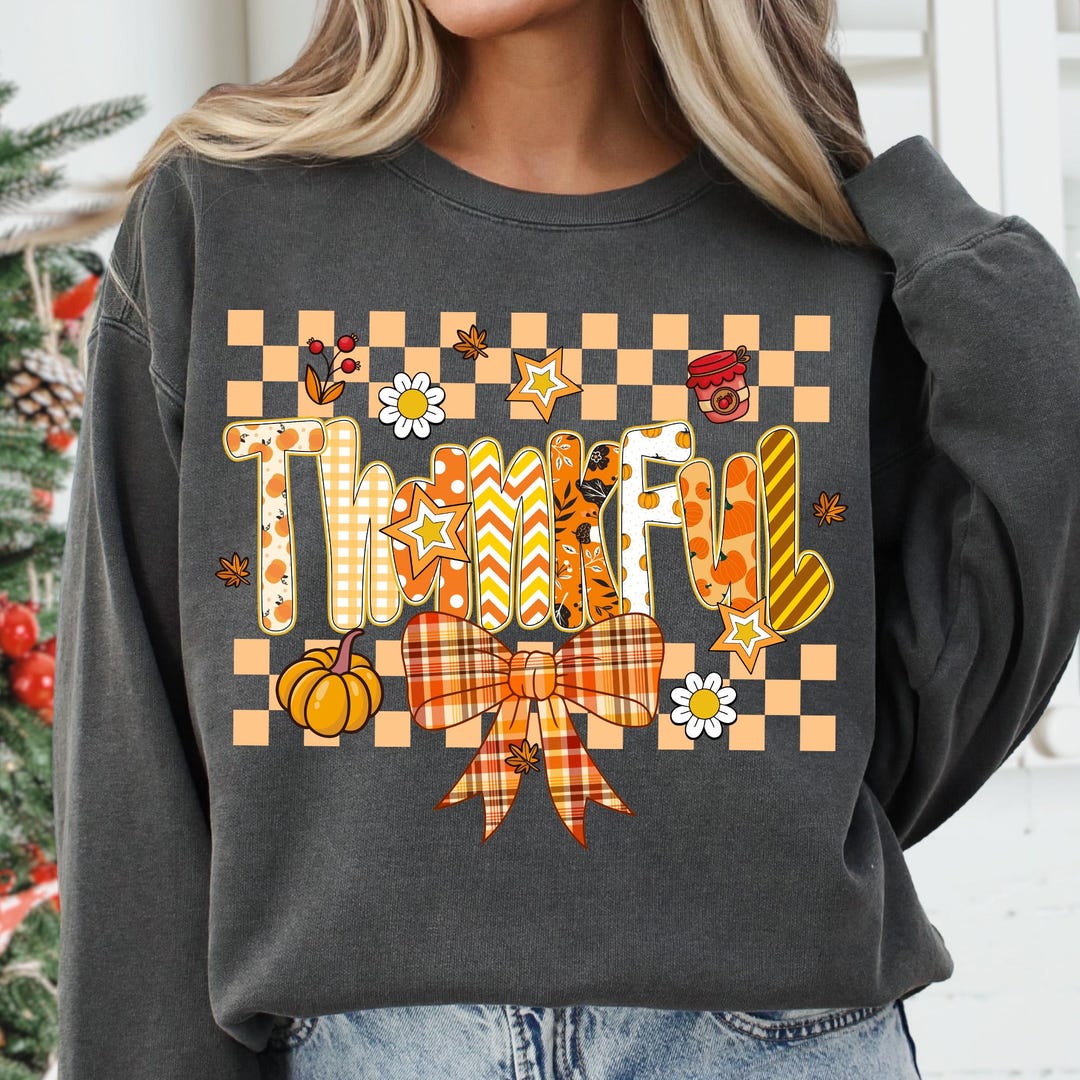 Checkered Fall Thankful Png, Autumn Png, Give Thanks Jesus, Fall Png ...
