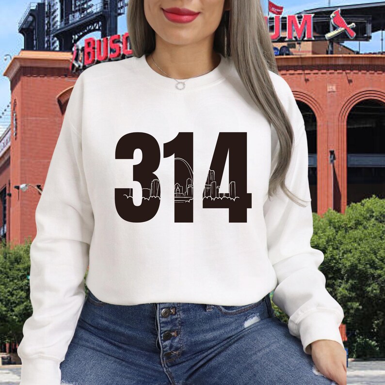 St. Louis 314 Sweatshirt, STL Arch Skyline Outline, Local Pride ...