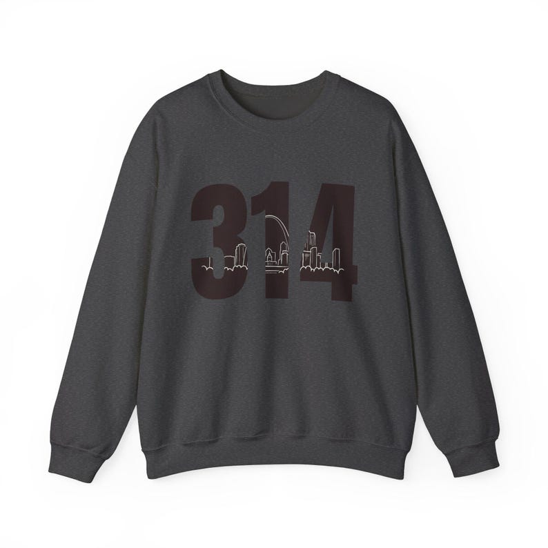 St. Louis 314 Sweatshirt, STL Arch Skyline Outline, Local Pride ...