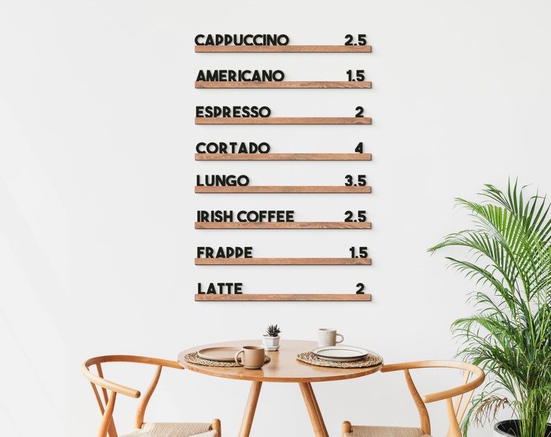 Wall Menu Board, Letter Board, Personalized Wall Menu, Cafe Wooden ...