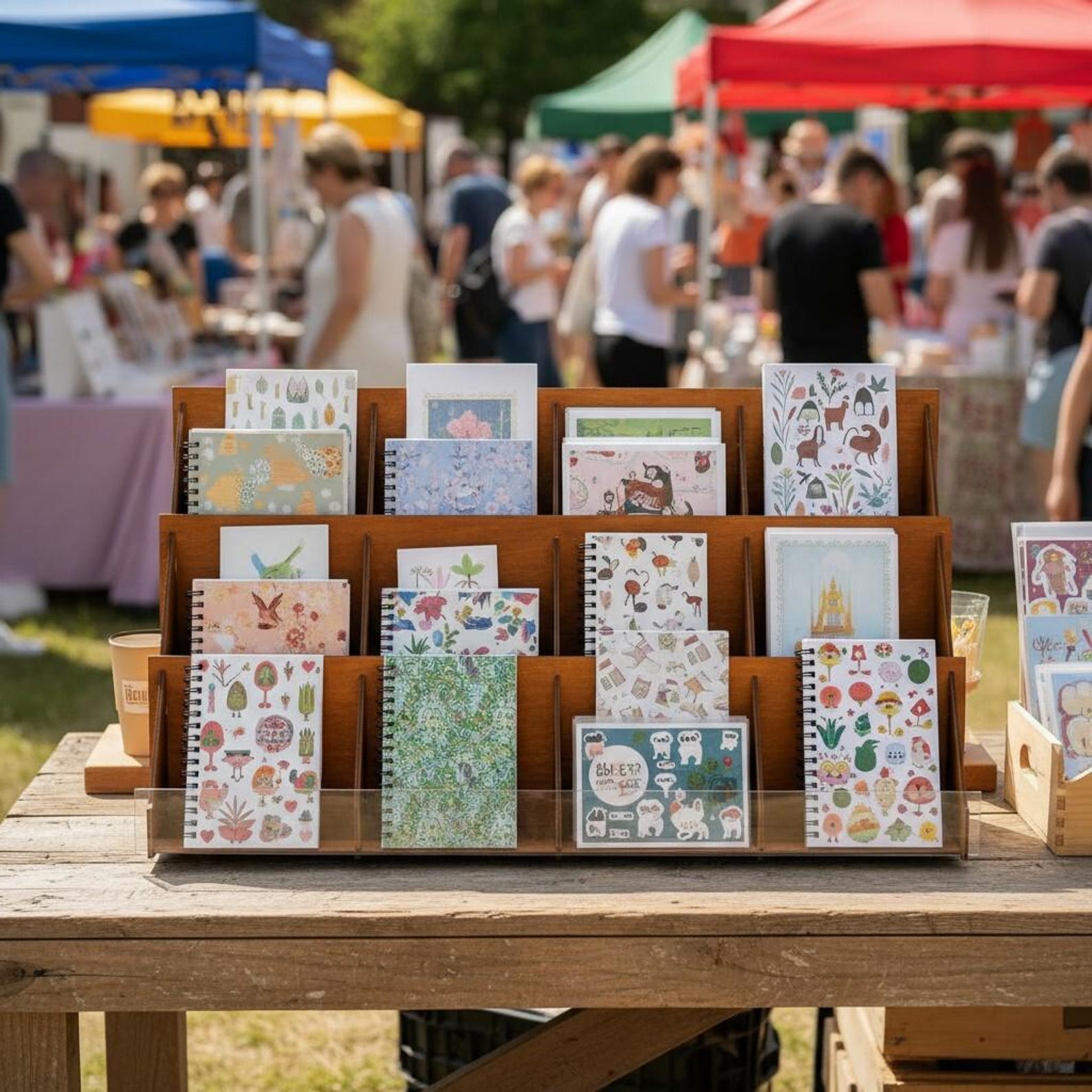Wood Greeting Card Rack | Retail Display Stand | Postcard & Sticker ...