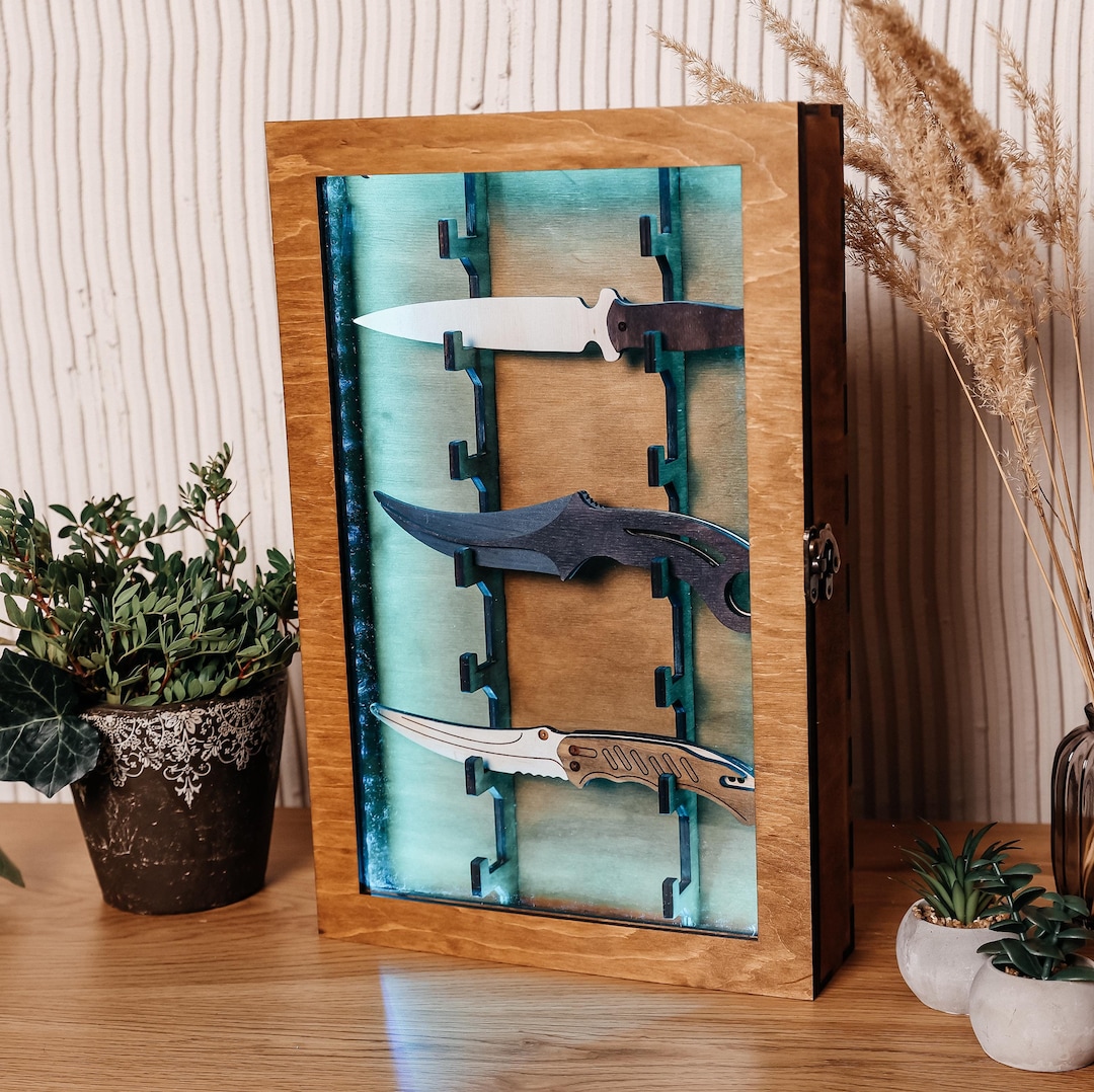 Knife Display Case Led, Knife Storage Wood, Knife Cabinet, Folding ...
